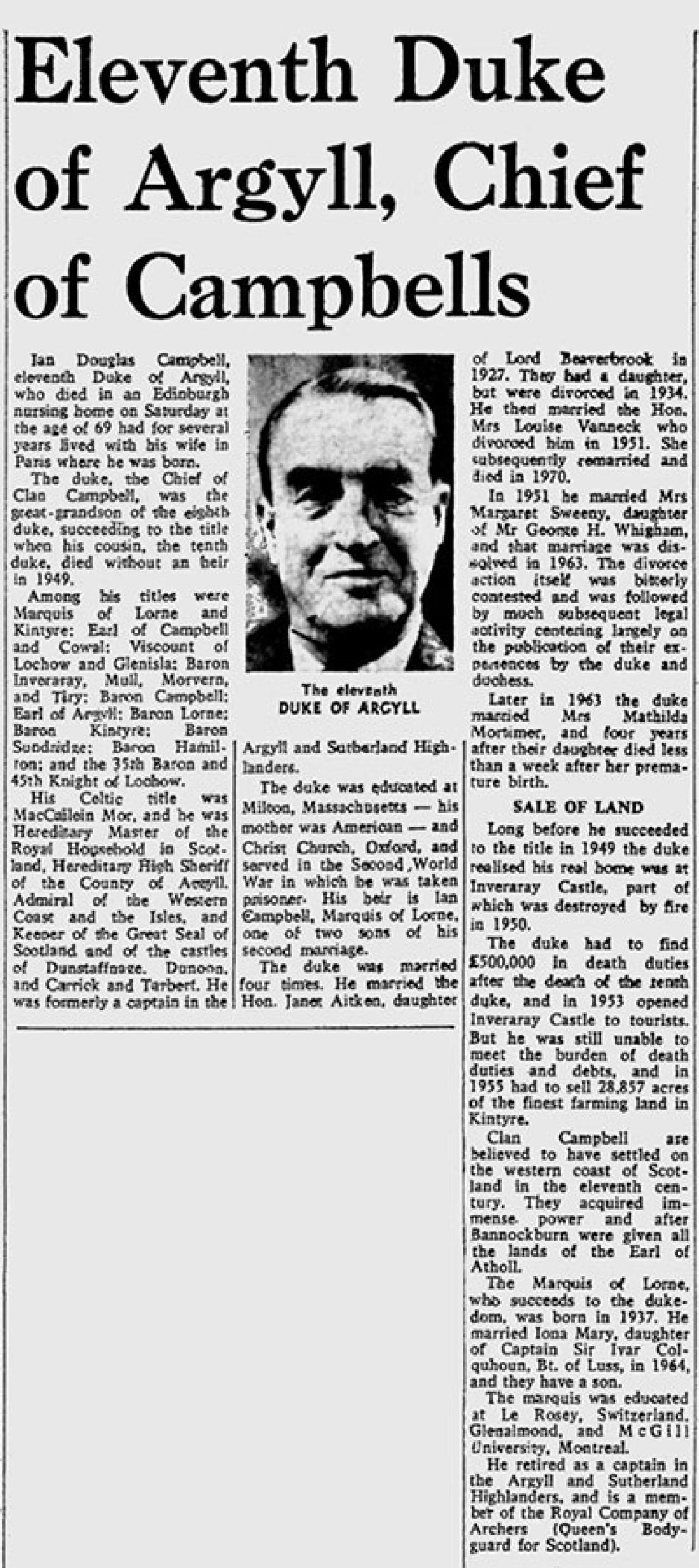 Ian Campbell, 11th Duke of Argyll | Clan Campbell